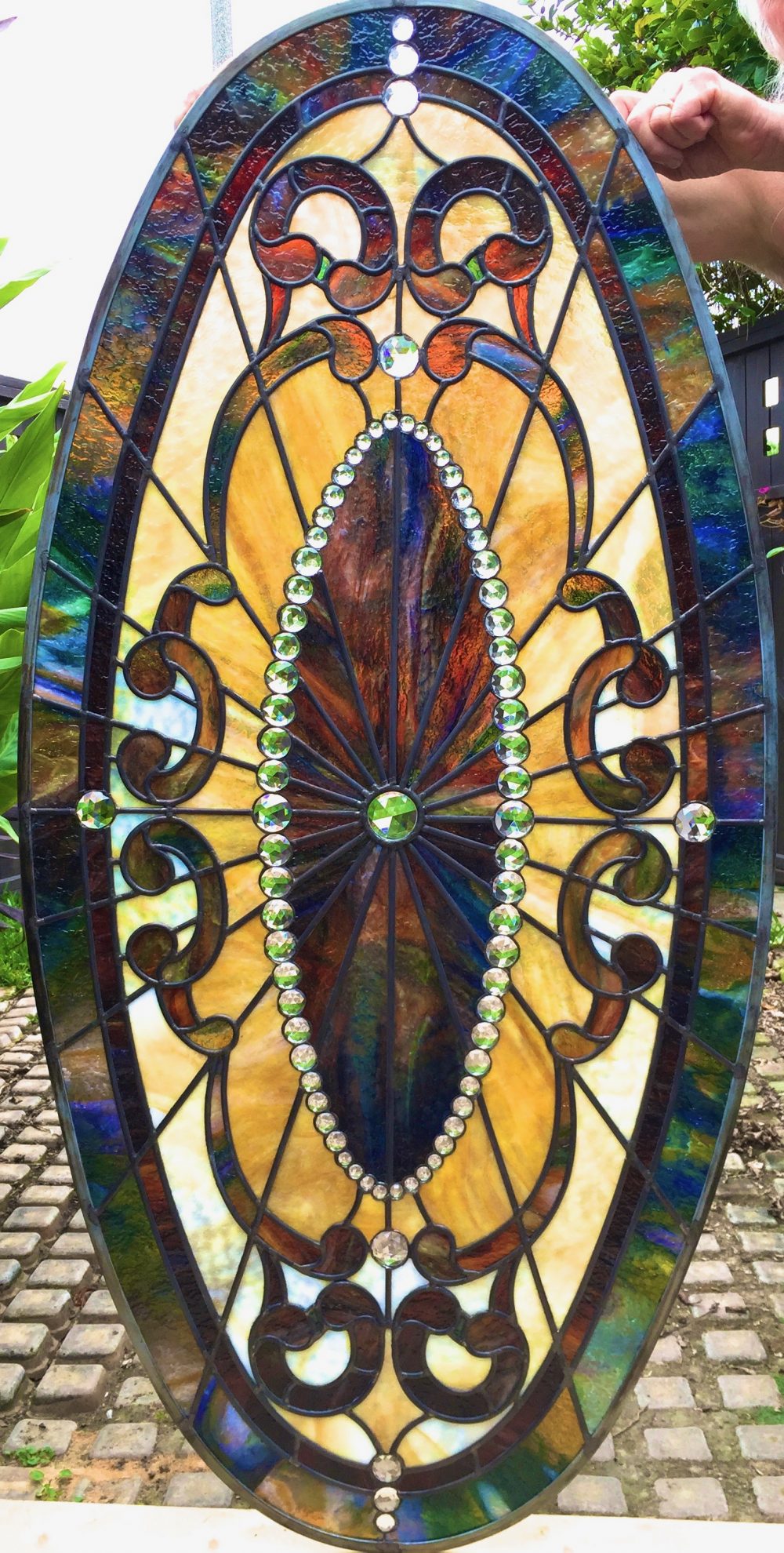 Oval Stained Glass Window